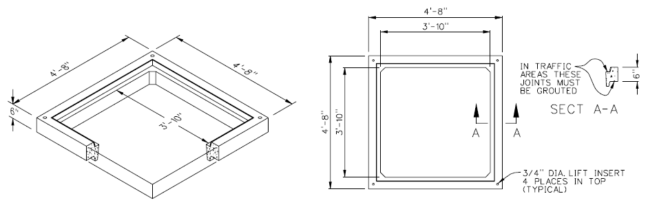 780719.1 Precast Reinforced Conc Vault Risers, 4'-0 Sqr & 4'-8 Sqr, 6 ...