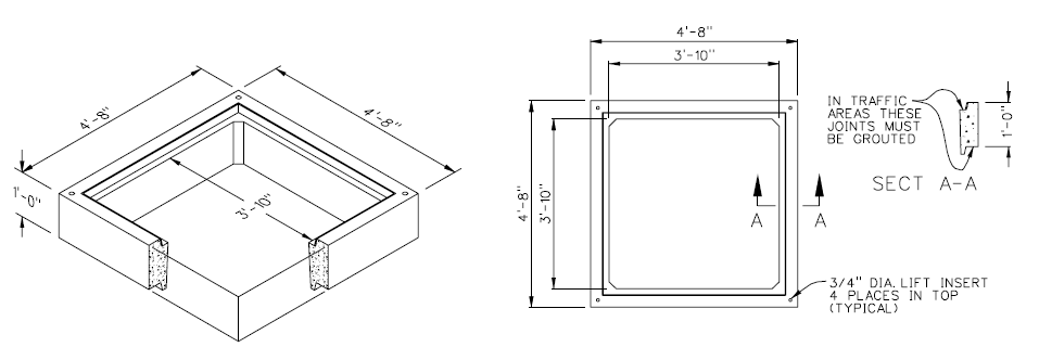 780719.1 Precast Reinforced Conc Vault Risers, 4'-0 Sqr & 4'-8 Sqr, 6 ...